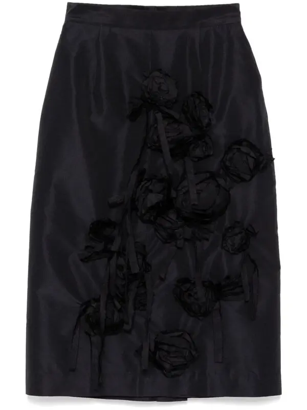 Biyan Bow-embellished Midi Skirt - Black