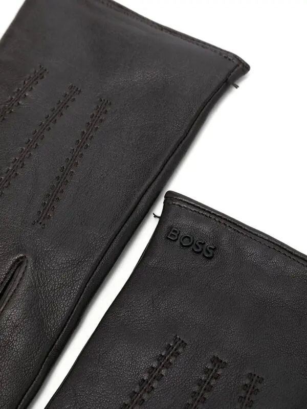 BOSS Logo-lettering Leather Gloves