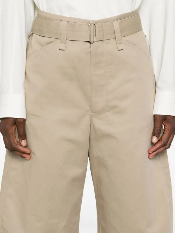 LEMAIRE Belted Tapered Trousers - Neutrals