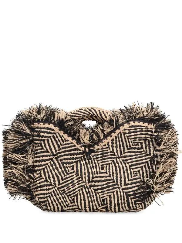 MADE FOR A WOMAN Zebra Raffia Shoulder Bag