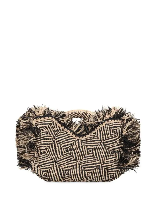 MADE FOR A WOMAN Zebra Raffia Shoulder Bag