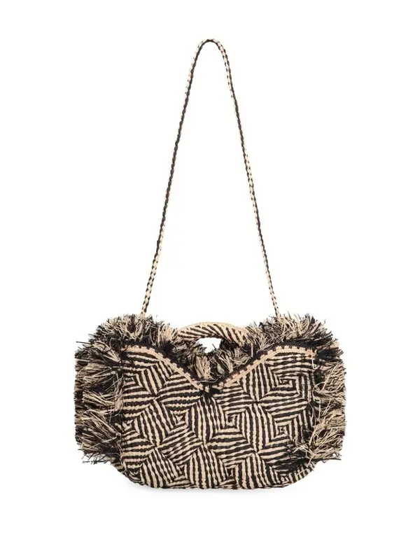 MADE FOR A WOMAN Zebra Raffia Shoulder Bag