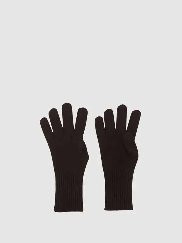 REISS Florise Wool-blend Gloves With Cashmere - Chocolate