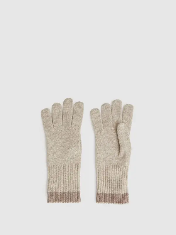REISS Florise Wool-blend Gloves With Cashmere - Taupe