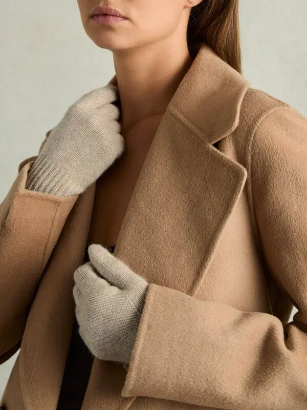 REISS Florise Wool-blend Gloves With Cashmere - Taupe