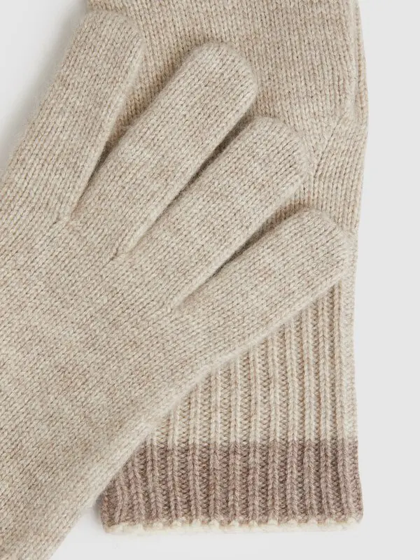 REISS Florise Wool-blend Gloves With Cashmere - Taupe