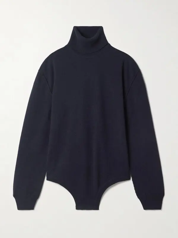 MAISON MARGIELA Wool And Cashmere-blend Turtleneck Bodysuit - Blue