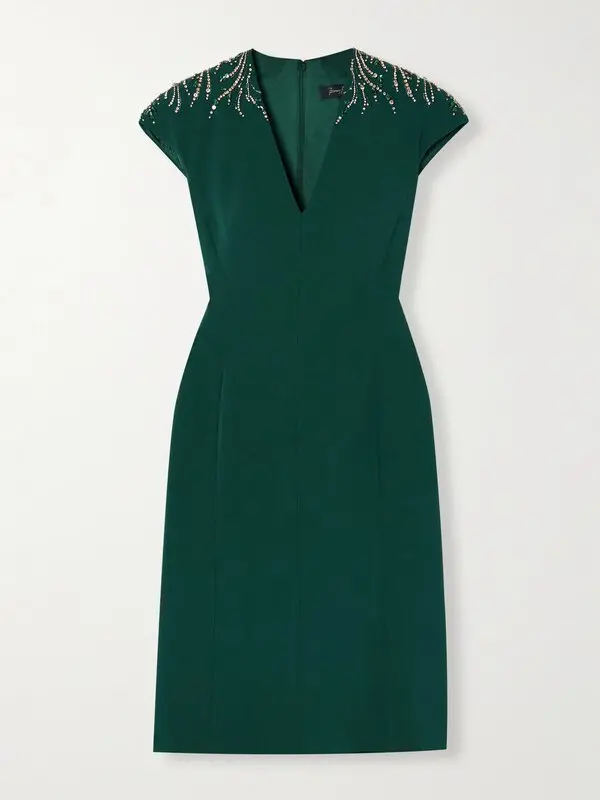 Jenny Packham Embellished Cady Midi Dress