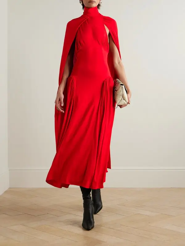 16Arlington Rao Cape-effect Stretch-jersey Midi Dress