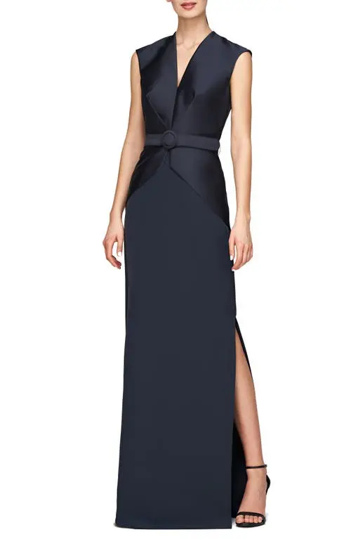 KAY UNGER Bronwyn Belted Column Gown