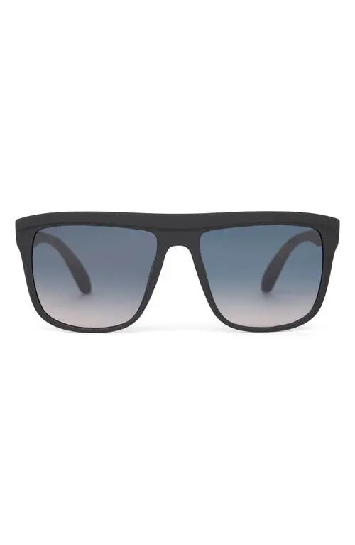 Toms Jett 58mm Shield Sunglasses - Matte Black W/ Aqua Blush