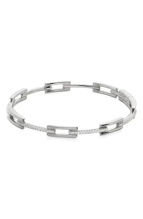 Monica Vinader Lab-created Diamond Signature Bangle - Sterling Silver / Lab Dia