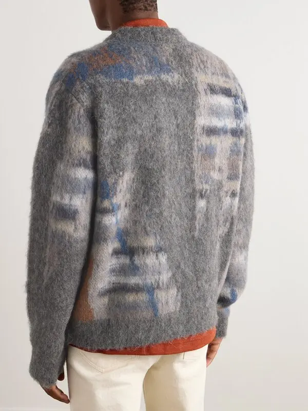 Mr P. Brushed Jacquard-knit Cardigan