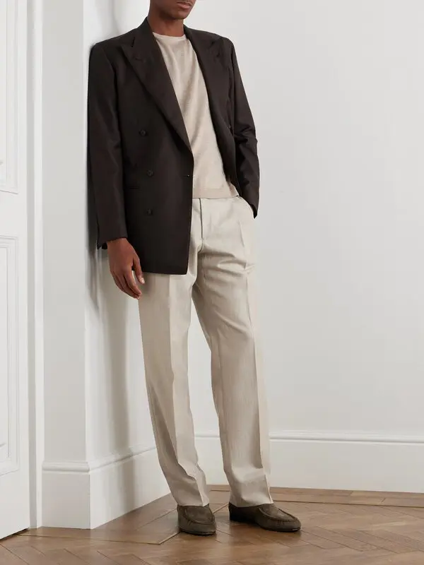 STOFFA Straight-leg Pleated Cashmere Trousers