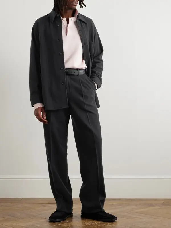 Auralee Straight-Leg Super 180s Wool-Flannel Trousers In Gray - 40