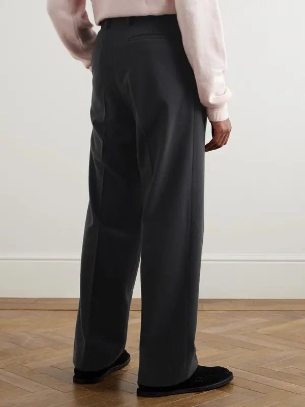 Auralee Straight-Leg Super 180s Wool-Flannel Trousers In Gray - 40