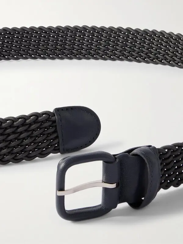 Charvet 3cm Leather-trimmed Woven Cord Belt