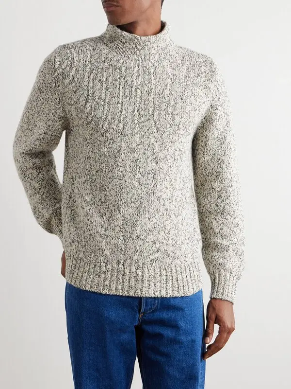 UMIT BENAN Ribbed Cotton And Cashmere-blend Rollneck Sweater
