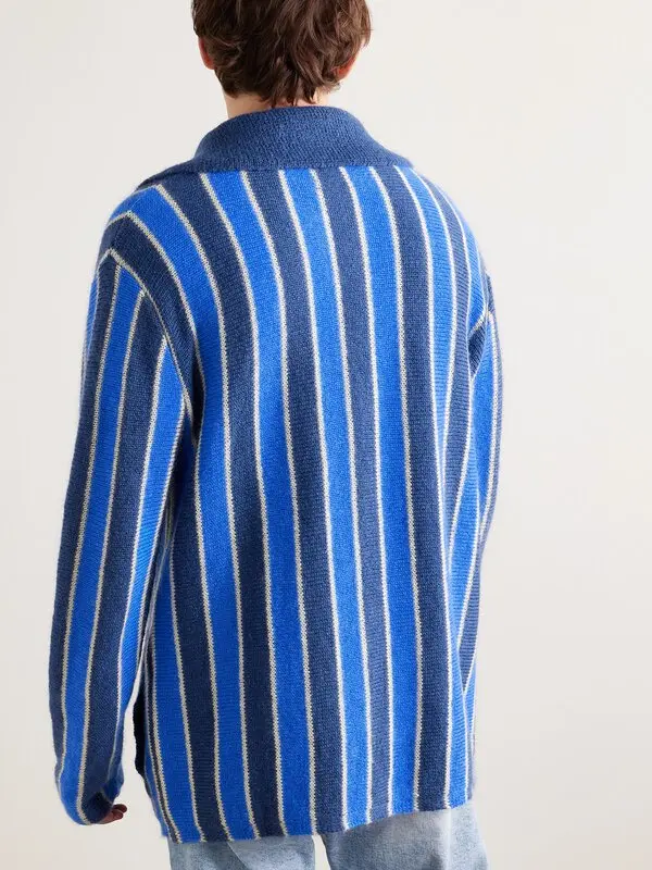 BODE Striped Mohair-blend Cardigan - Blue