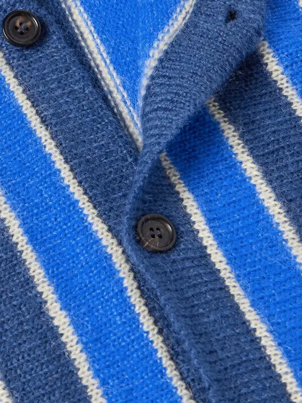 BODE Striped Mohair-blend Cardigan - Blue