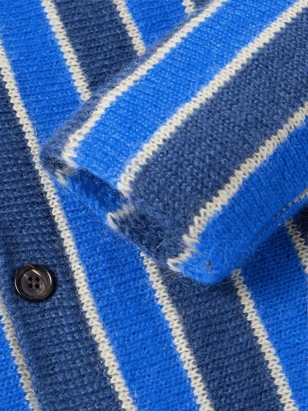 BODE Striped Mohair-blend Cardigan - Blue