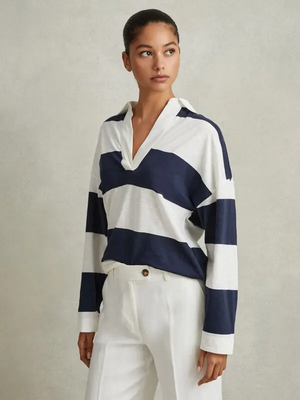 REISS Abigail Striped Cotton Jumper