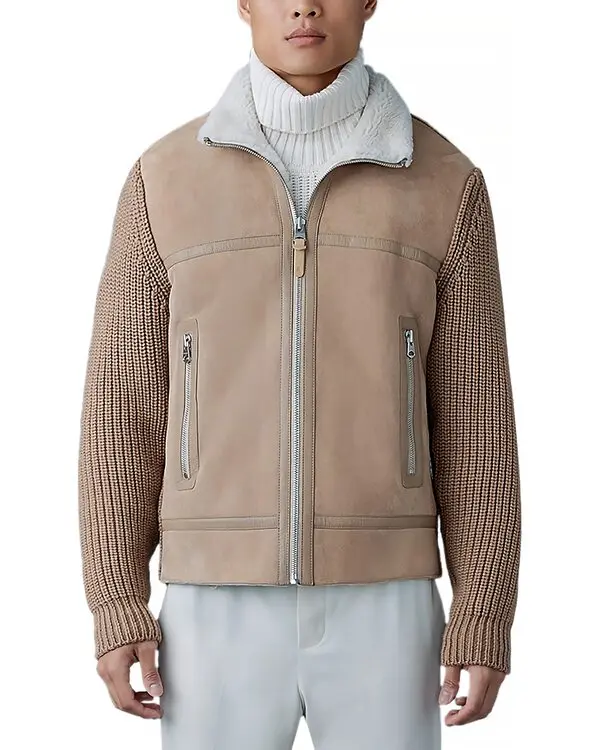 Mackage Mixed Media Zip-up Jacket - Light Camel