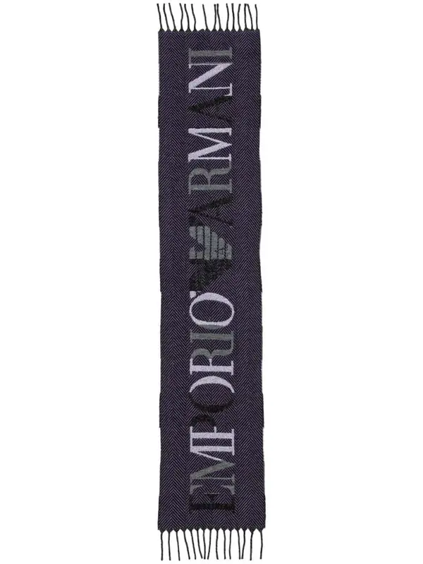 Emporio Armani Logo-intarsia Scarf - Grey
