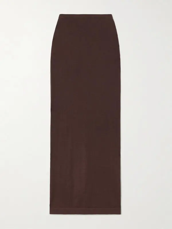 Eterne Emma Cashmere Maxi Skirt - Brown