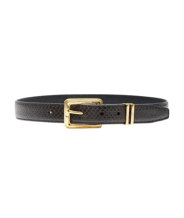BEN-AMUN Python-effect Leather Belt - Black