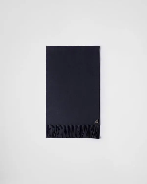 Prada Silk And Cashmere Scarf - Navy