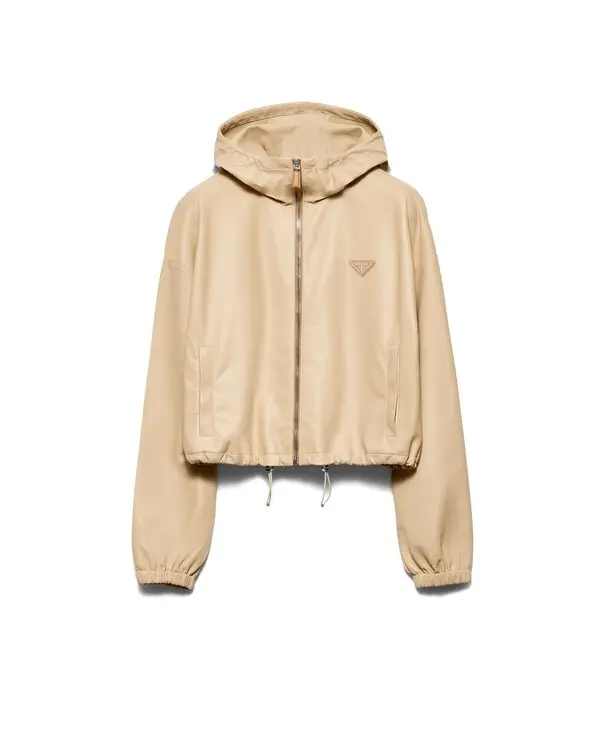 Prada Nappa Leather Hooded Jacket - Neutral