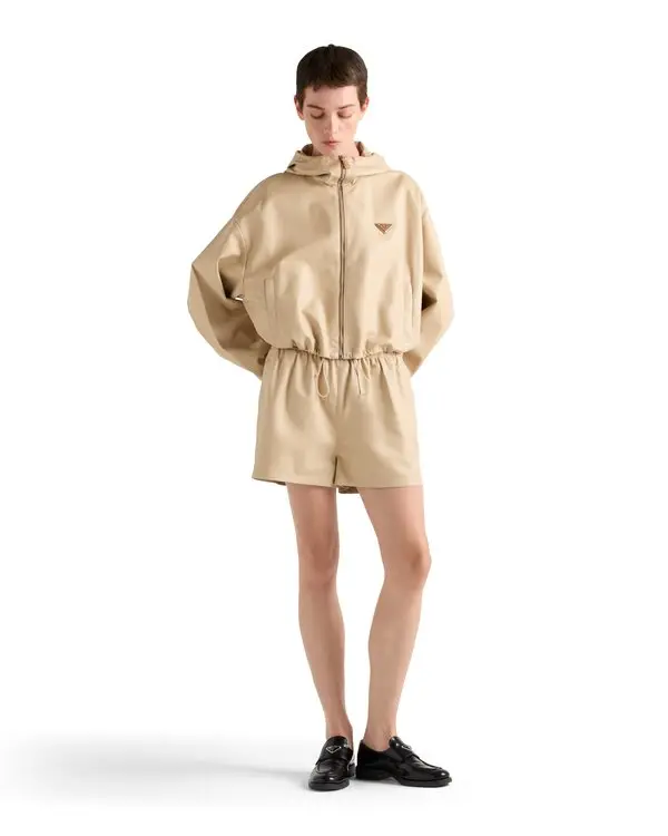 Prada Nappa Leather Hooded Jacket - Neutral