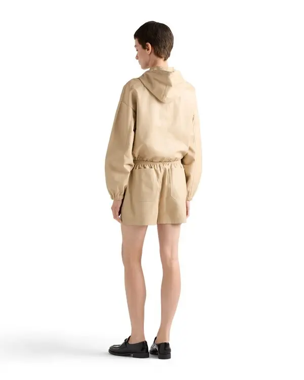 Prada Nappa Leather Hooded Jacket - Neutral