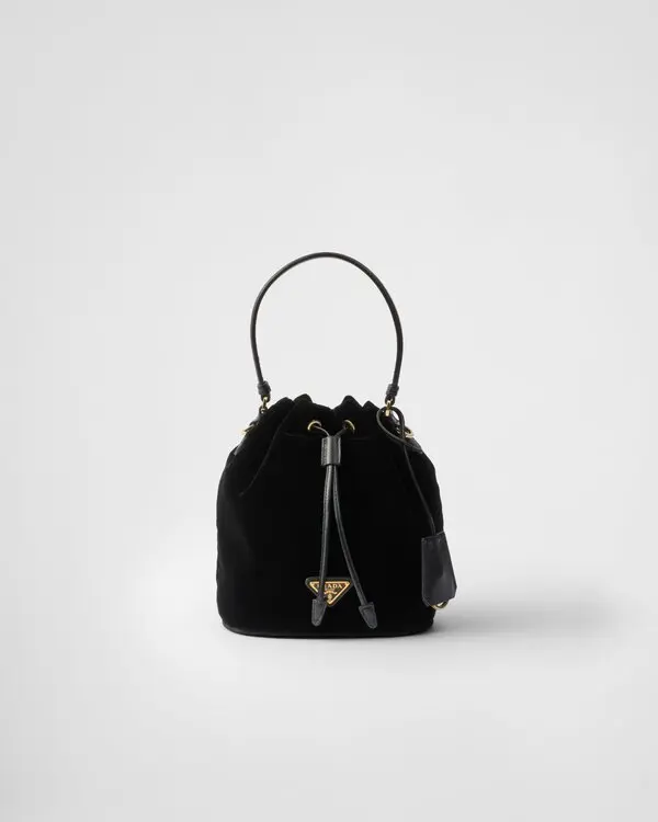 Prada Mini Velvet Bag With Nappa Leather Details - Black