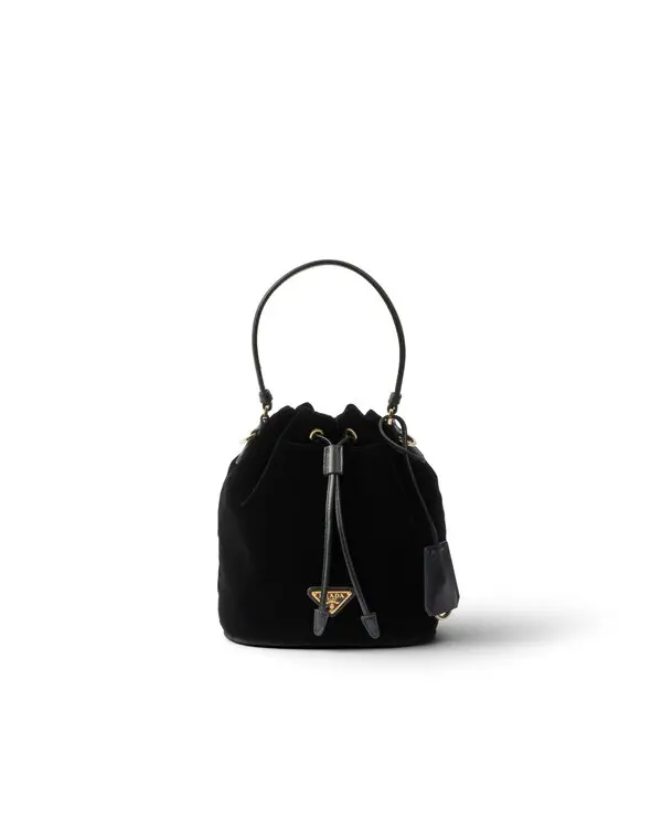 Prada Mini Velvet Bag With Nappa Leather Details - Black
