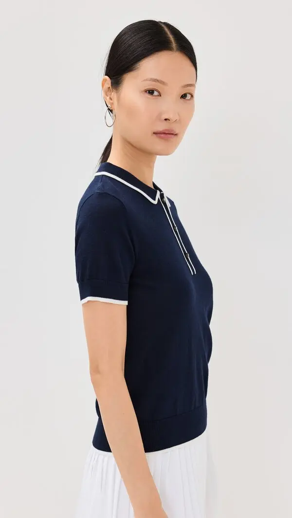 Greyson Short Sleeve Collared Knit Top