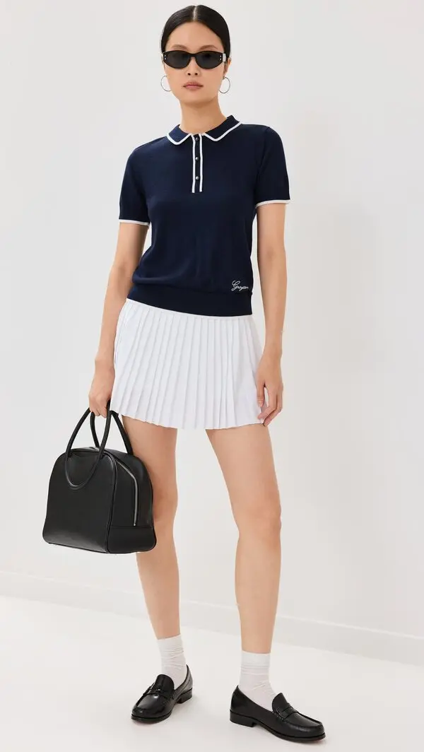 Greyson Short Sleeve Collared Knit Top