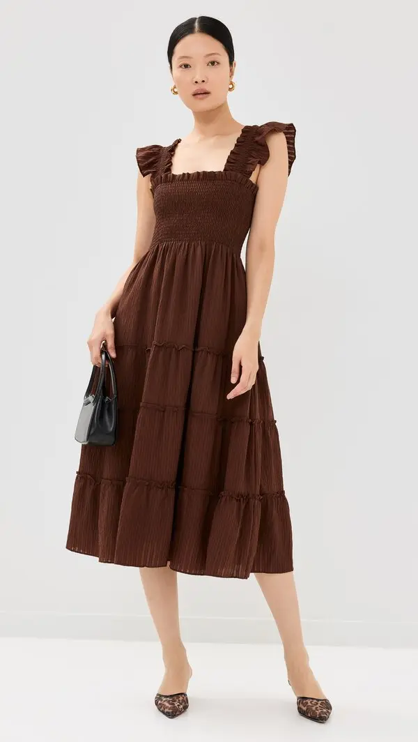 Hill House Home Organza Seersucker Ellie Dress - Chocolate - 60% Off |  Editorialist