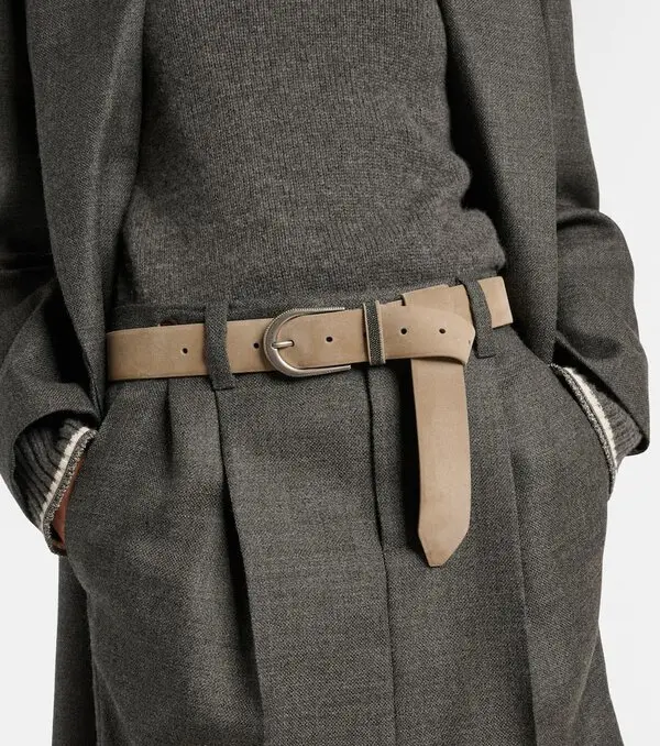 Brunello Cucinelli Monili Leather Belt - White