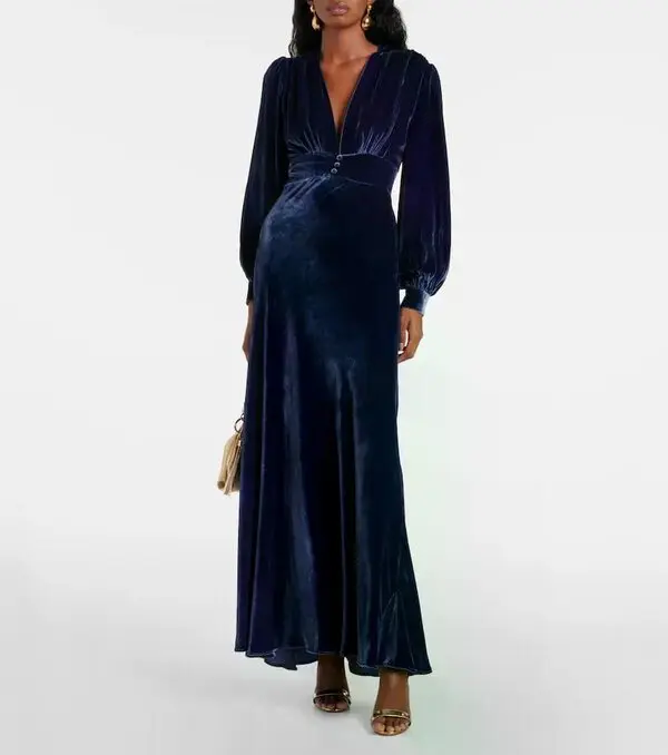 Rixo Emery Velvet Maxi Dress