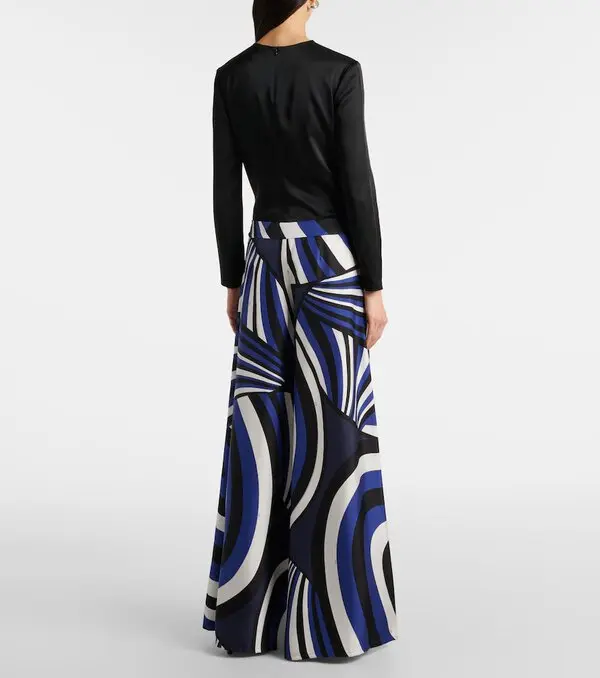 Emilio Pucci Iride Silk Twill Palazzo Pants - Blue
