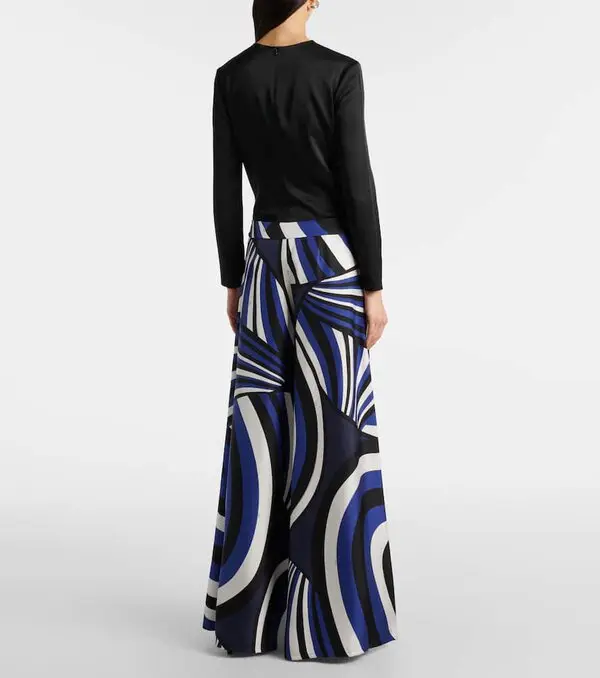 Emilio Pucci Iride Silk Twill Palazzo Pants - Blue