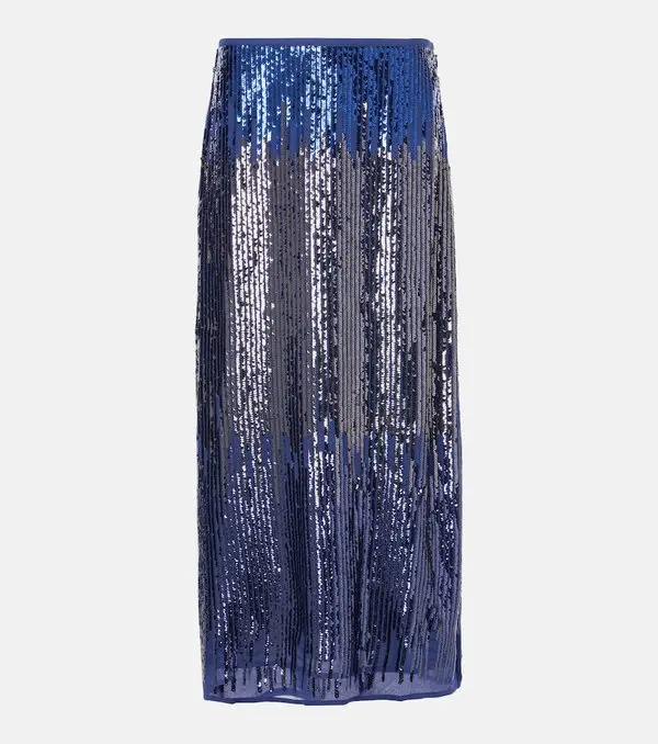 Rixo Kelly Sequined Midi Skirt