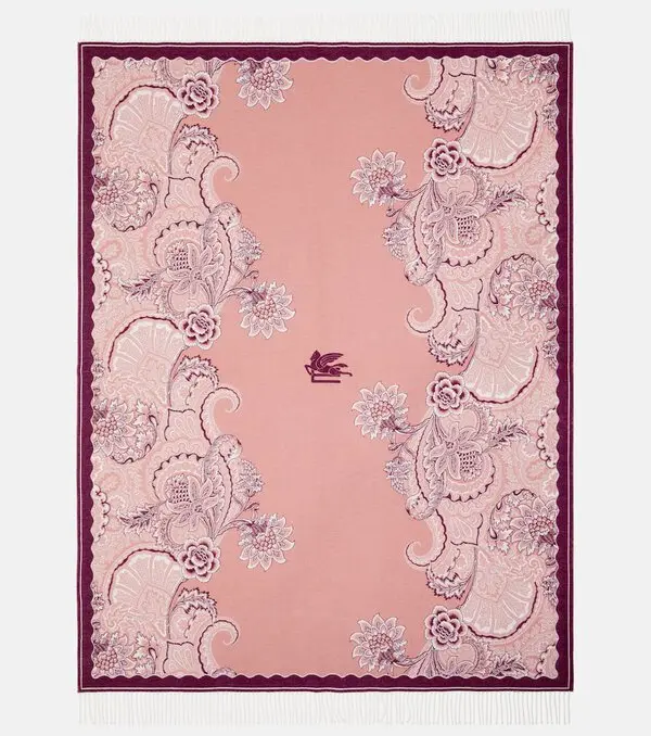 Etro Floral Wool Throw - Pink