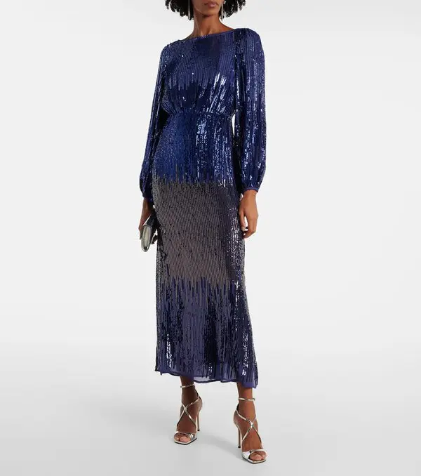 Rixo Coco Sequined Midi Dress