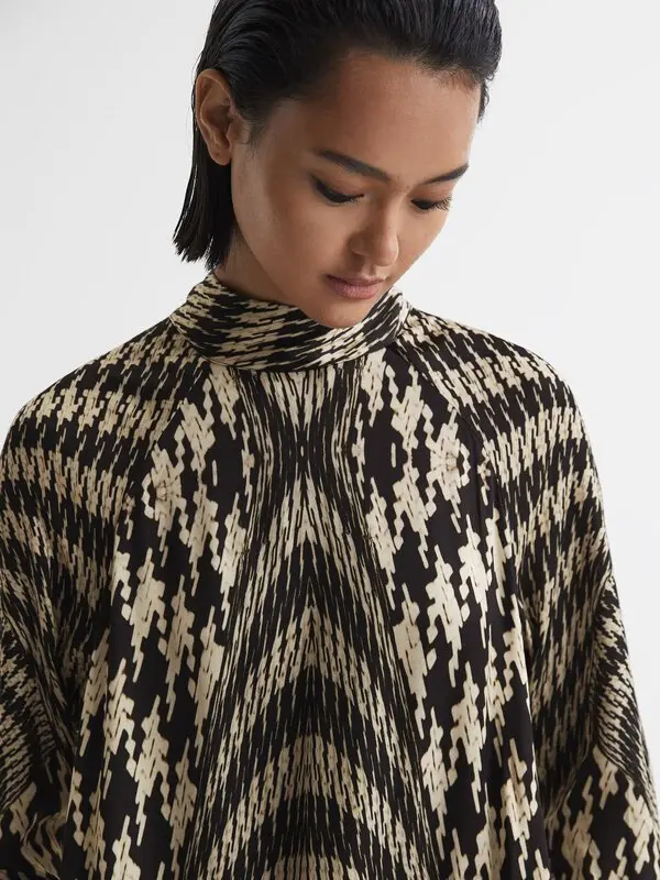 REISS Kate Dogtooth Midi Dress