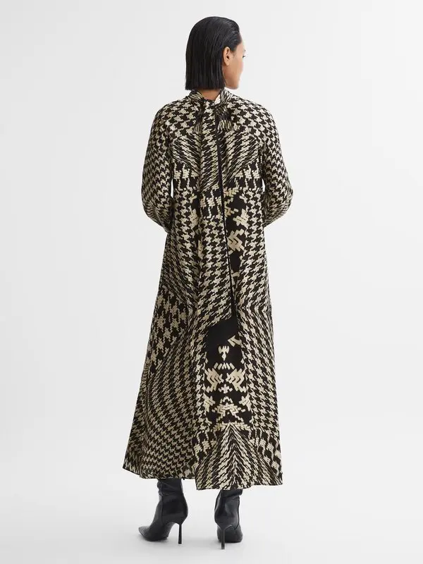 REISS Kate Dogtooth Midi Dress