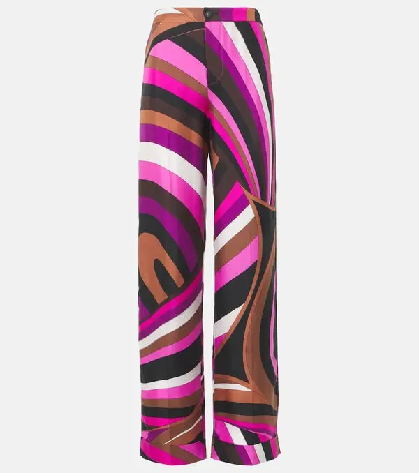 Emilio Pucci Iride High-rise Silk Twill Wide-leg Pants