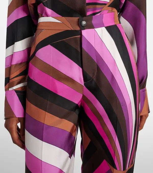 Emilio Pucci Iride High-rise Silk Twill Wide-leg Pants
